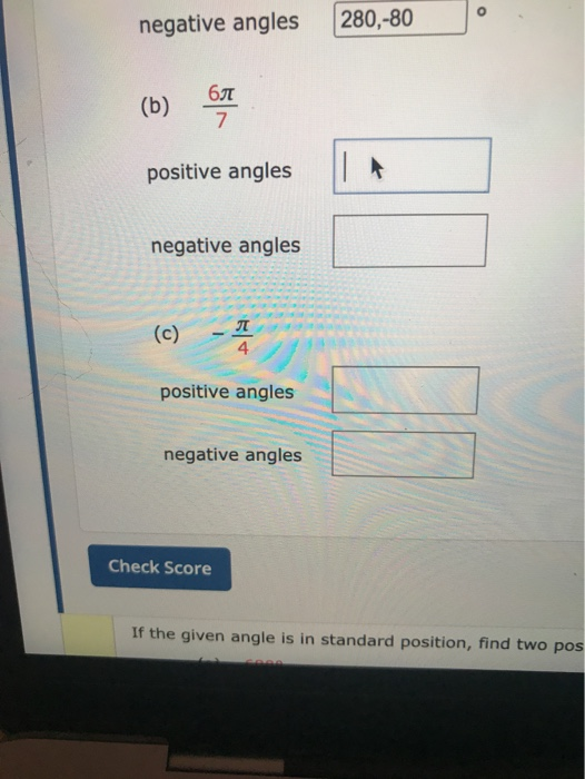 Solved negative angles 280,-80 (b) 61 7 positive angles | Chegg.com