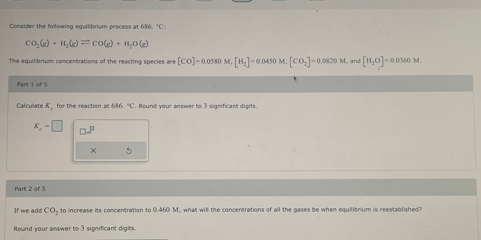 Solved Consider the following equilibrium process at 686.°C | Chegg.com