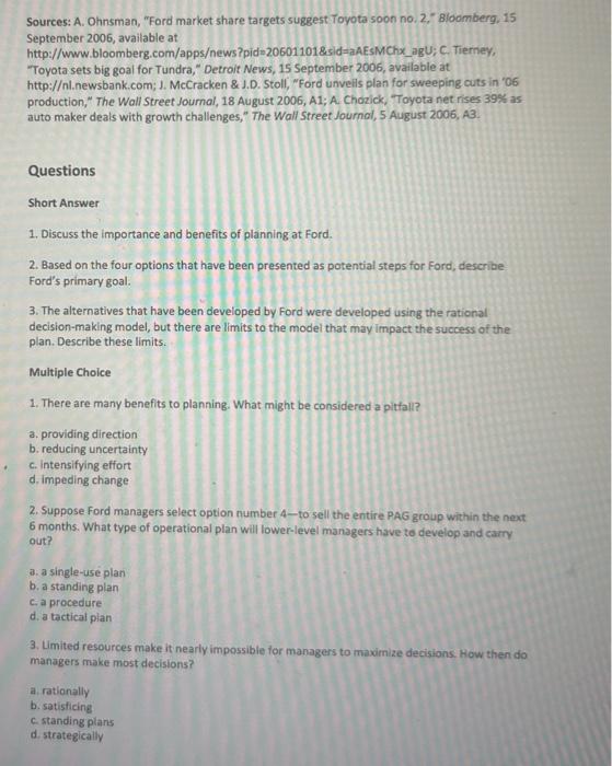 Solved Chapter 4 Case Assignment-What Would You Do? FORD | Chegg.com