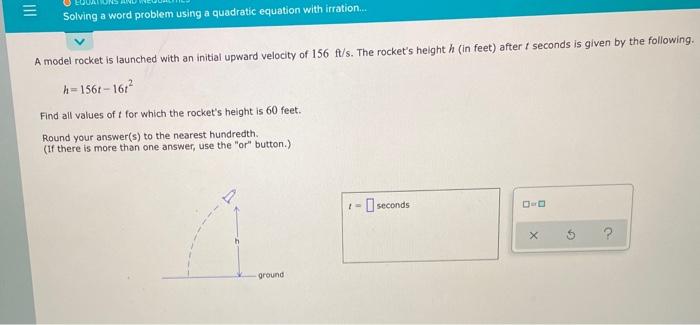 Solved Solving a word problem using a quadratic equation | Chegg.com
