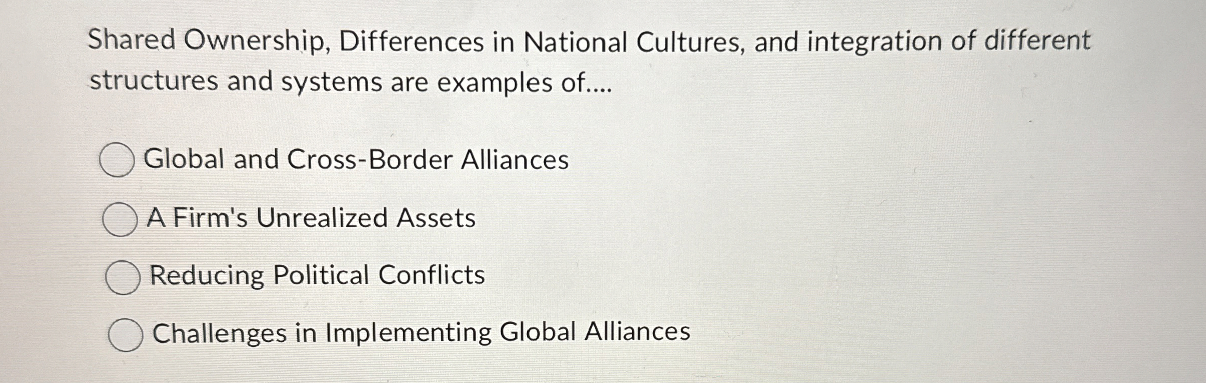 Solved Shared Ownership, Differences in National Cultures, | Chegg.com