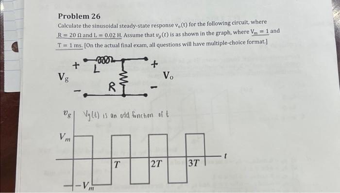 Problem 26 Calculate the sinusoidal steady-state | Chegg.com