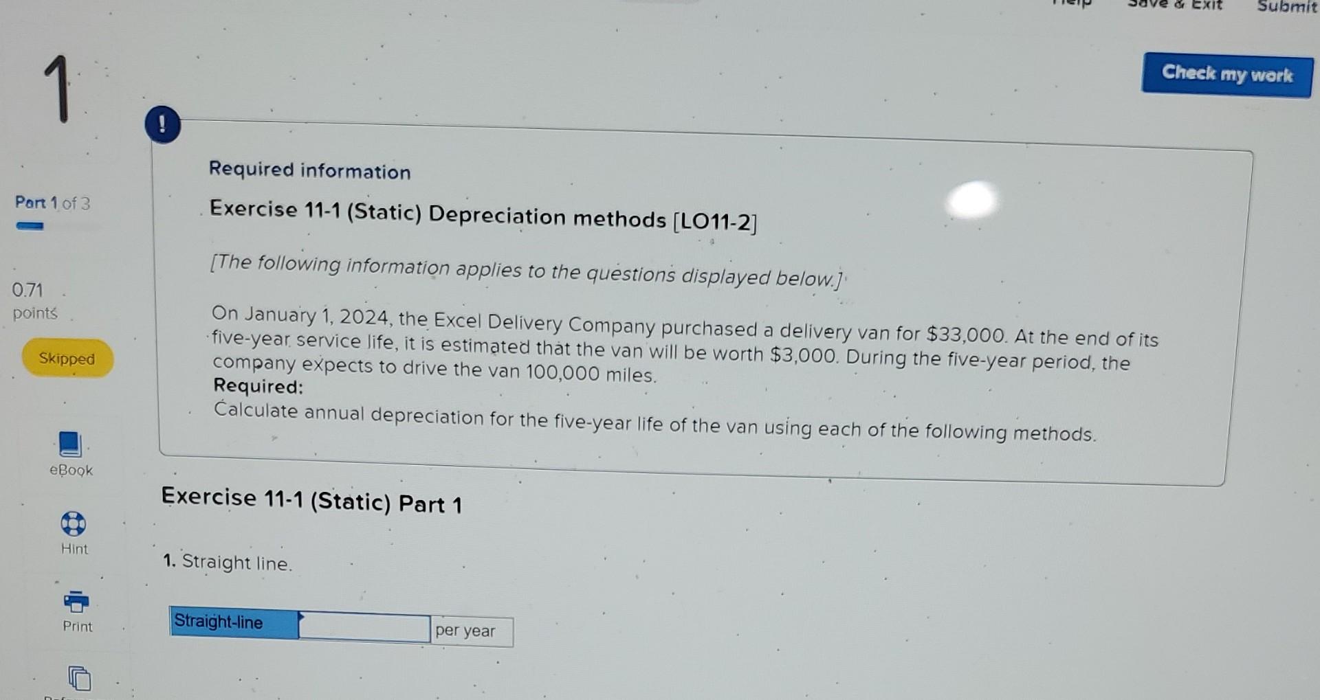 Solved Required information Exercise 11-1 (Static) | Chegg.com