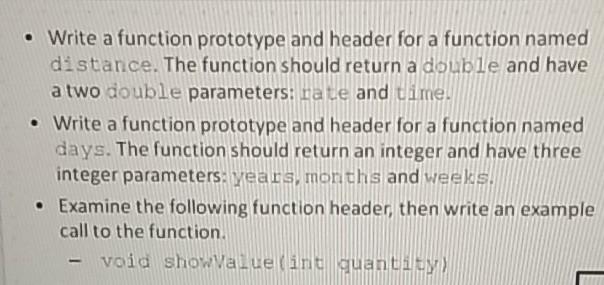 Solved • Write a function prototype and header for a | Chegg.com