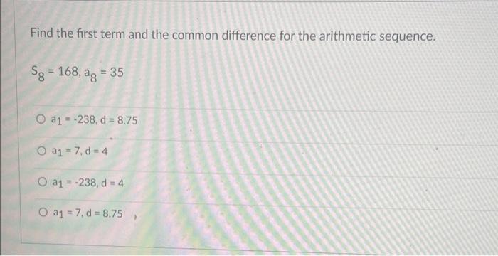 Solved Find the first term and the common difference for the | Chegg.com