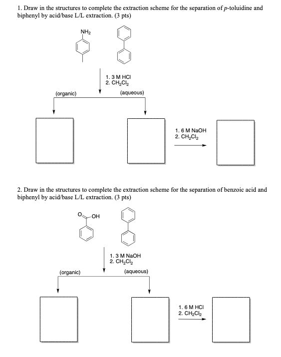 Solved Draw in the structures to complete the extraction | Chegg.com