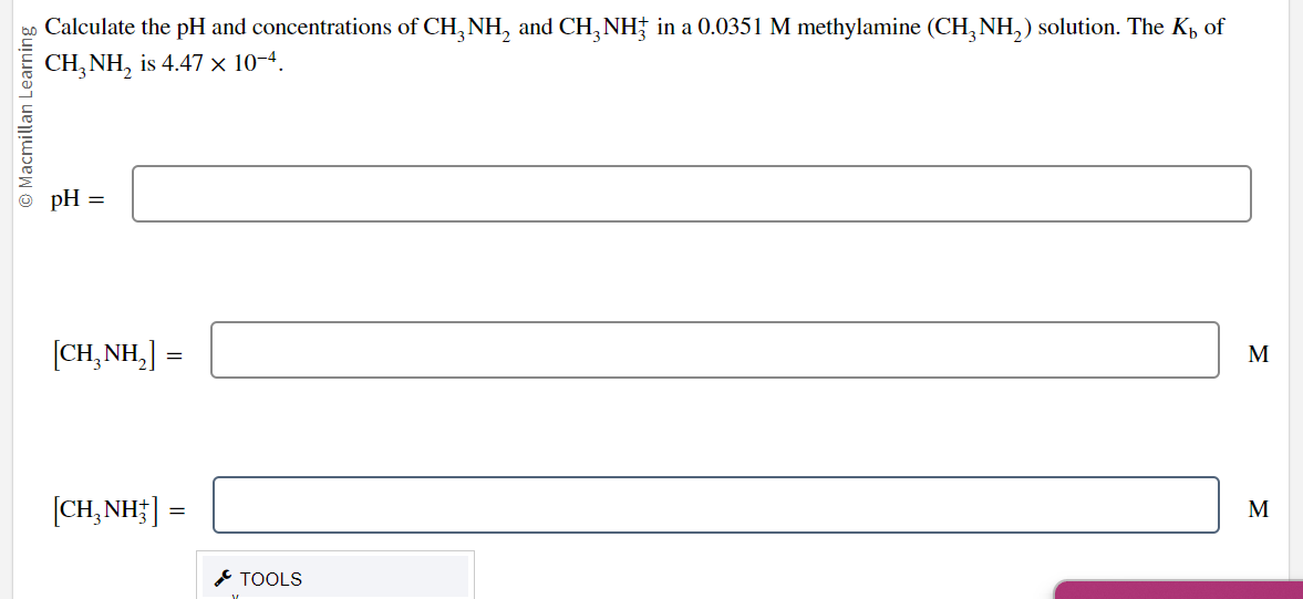 Solved (a) ﻿Calculate the pH ﻿and concentrations of CH3NH2 | Chegg.com