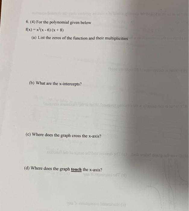 Solved 6. (4) For the polynomial given below | Chegg.com