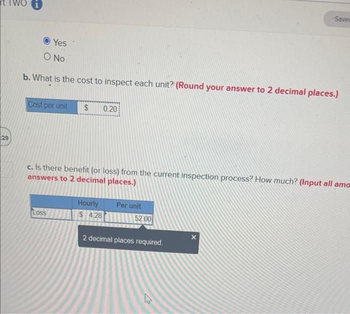 Solved A company currently using an inspection process in | Chegg.com