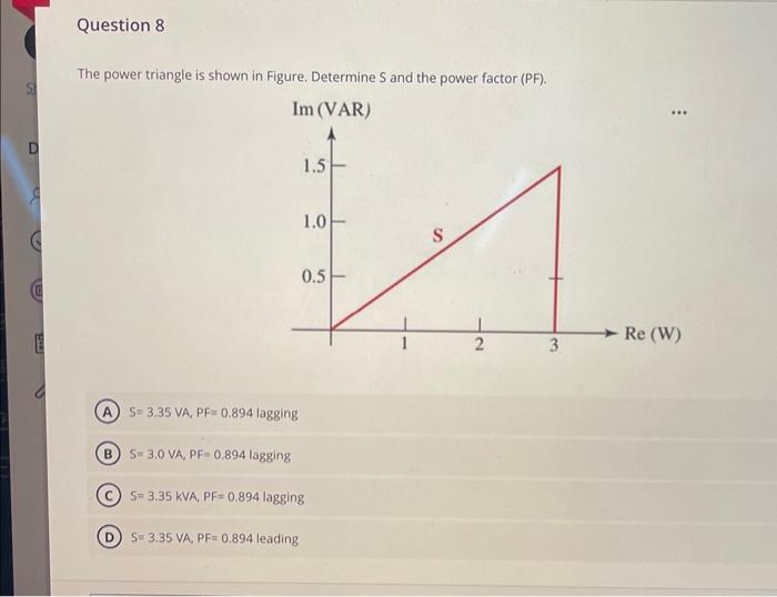 Solved The power triangle is shown in Figure. Determine S | Chegg.com