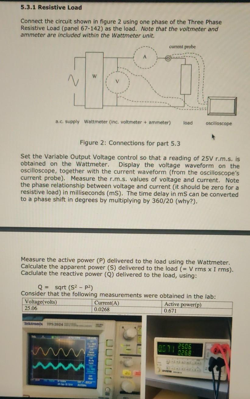 Solved 5.3.1 Resistive Load Connect the circuit shown in | Chegg.com