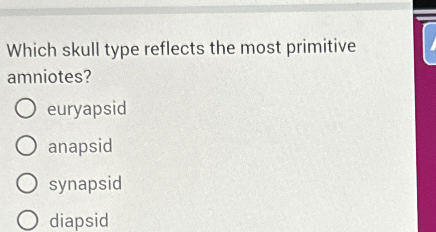 Solved Which skull type reflects the most primitive | Chegg.com