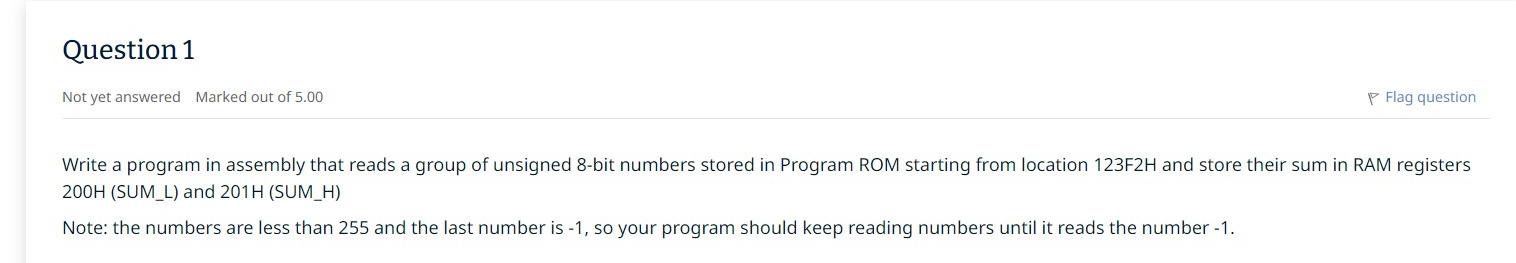 Solved Question 1Not yet answered Marked out of 5.00Flag | Chegg.com