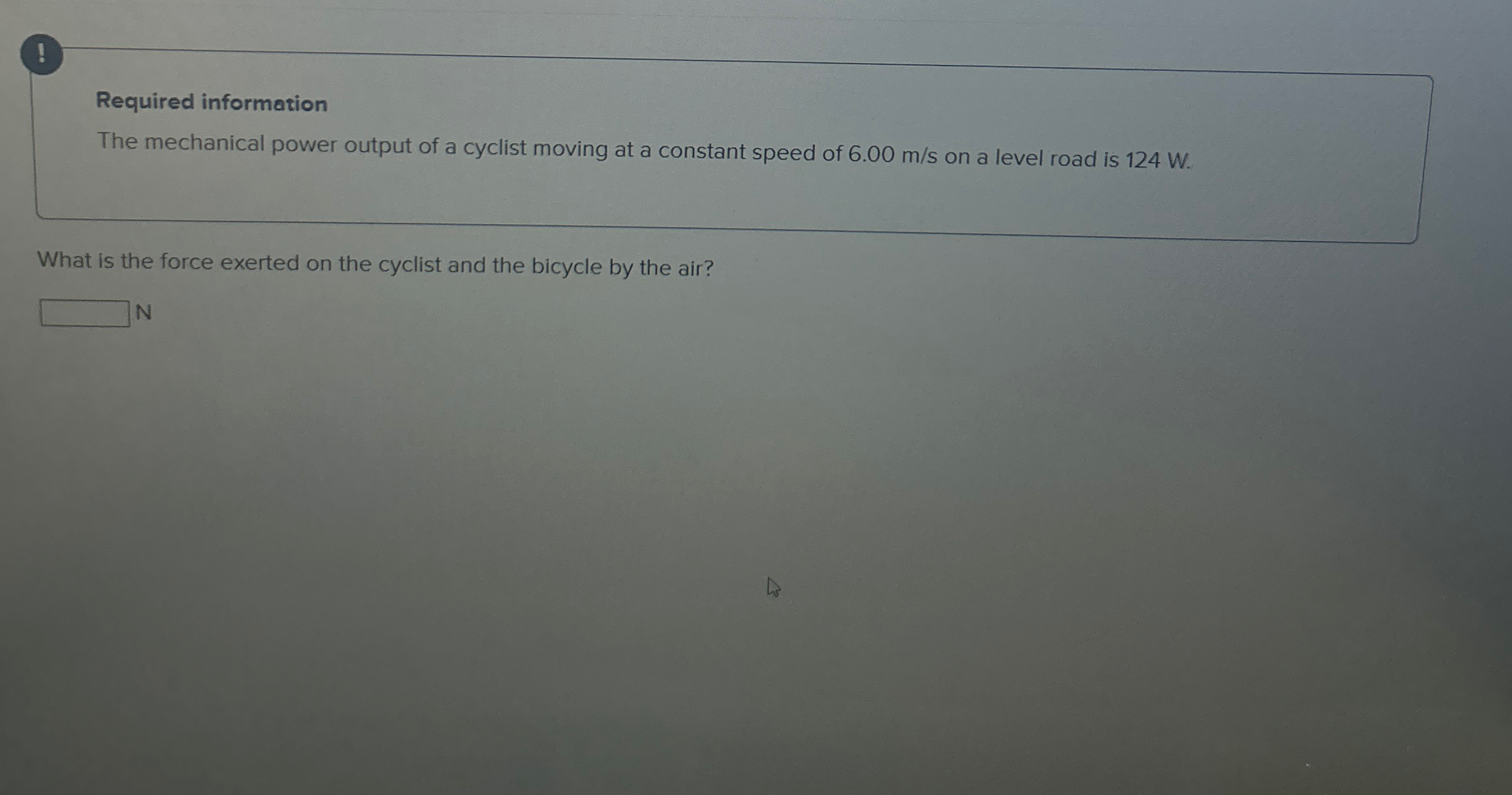Solved !Required informationThe mechanical power output of a | Chegg.com
