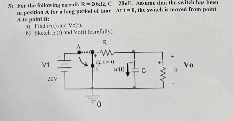 Solved For the following circuit, R=20kΩ,C=20nF. ﻿Assume | Chegg.com