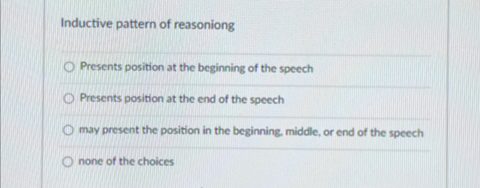 Solved Inductive pattern of reasoniongPresents position at | Chegg.com