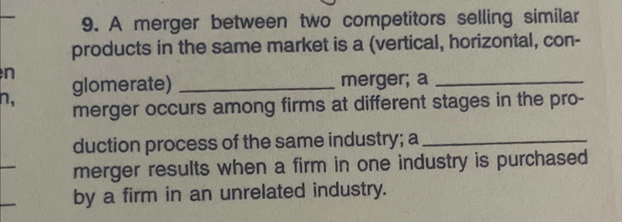 Solved A merger between two competitors selling similar | Chegg.com
