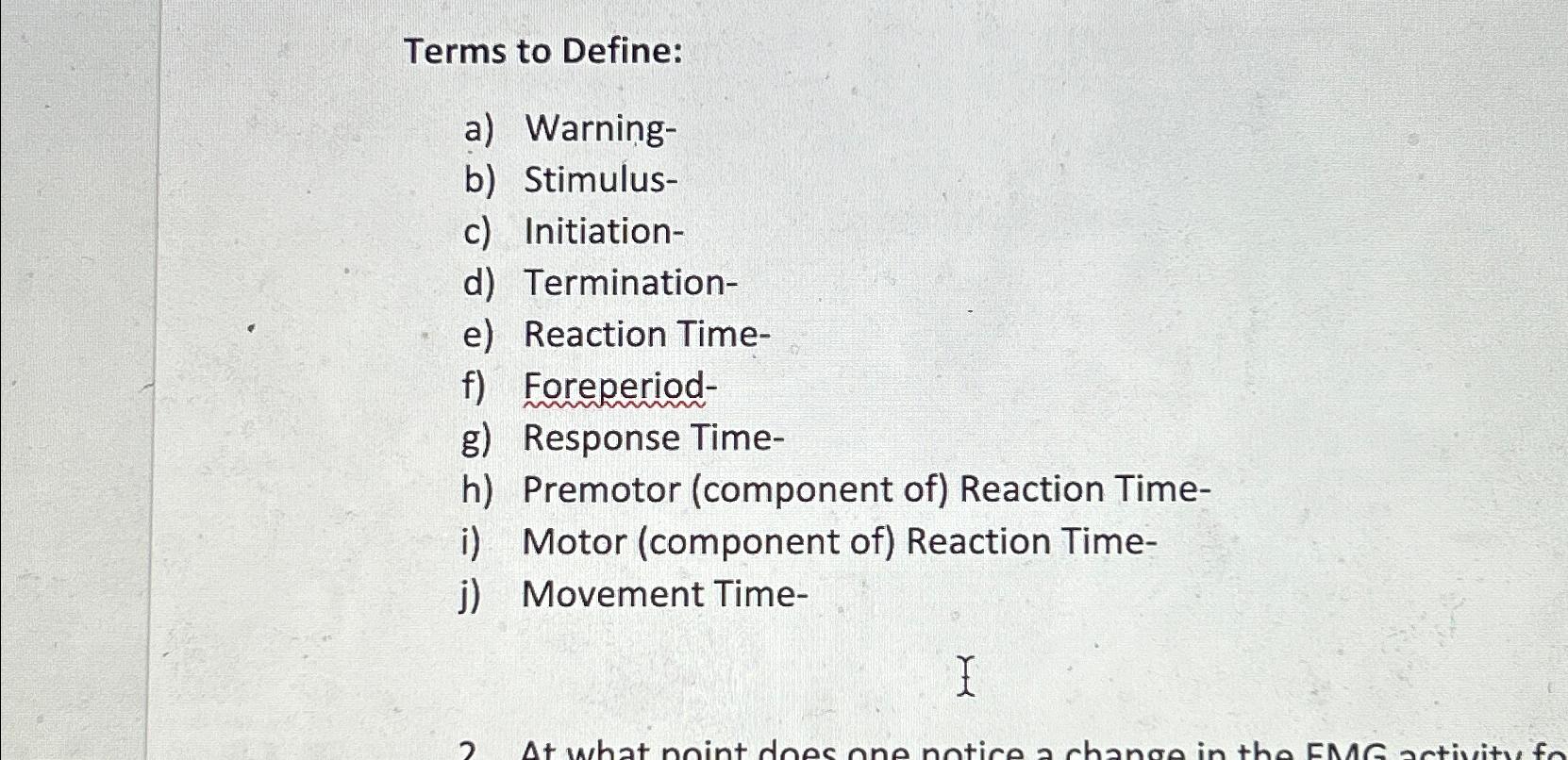 Solved Terms to Define:a) ﻿Warning-b) ﻿Stimulus-c) | Chegg.com