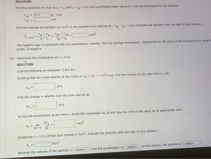 Solved Average and Instantaneous Acceleration The velocity | Chegg.com