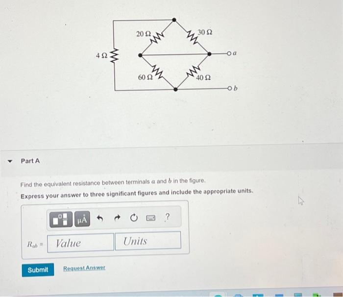 Solved Find the equivalent resistance between terminals a | Chegg.com