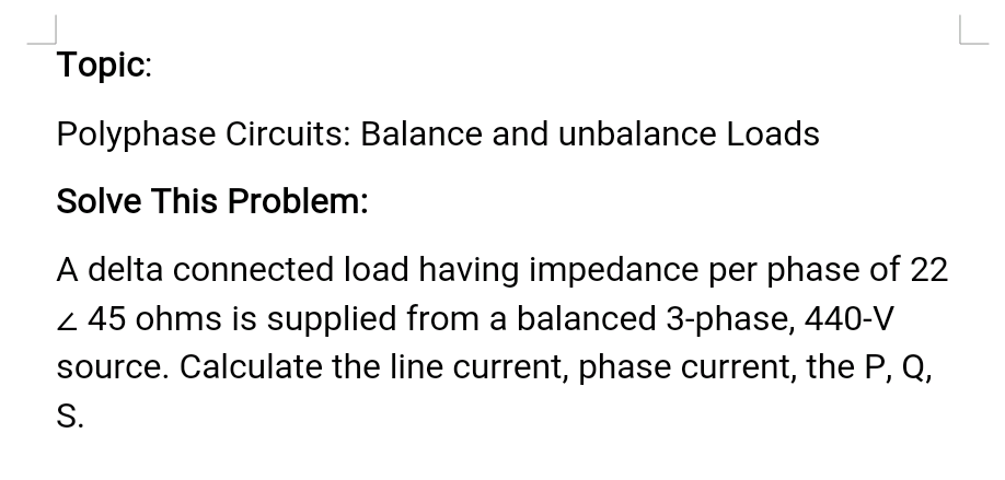 Solved Topic: Polyphase Circuits: Balance and unbalance | Chegg.com