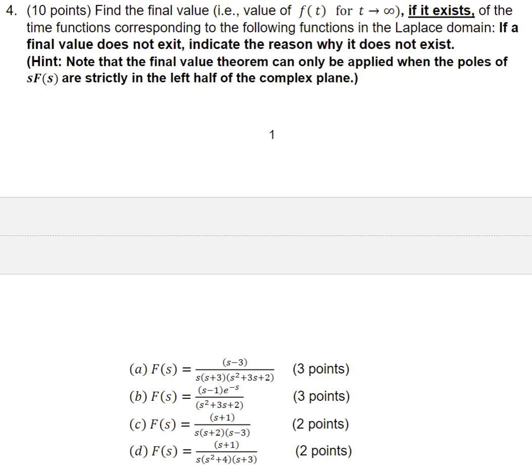 Solved (10 ﻿points) ﻿Find the final value (i.e., ﻿value of | Chegg.com