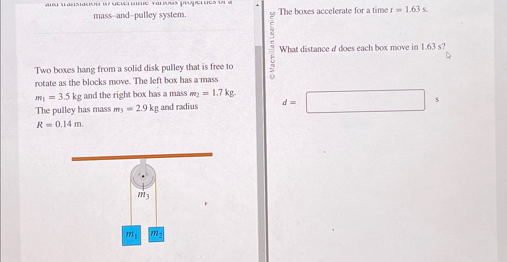 Solved mass-and-pulley system.Two boxes hang from a solid | Chegg.com