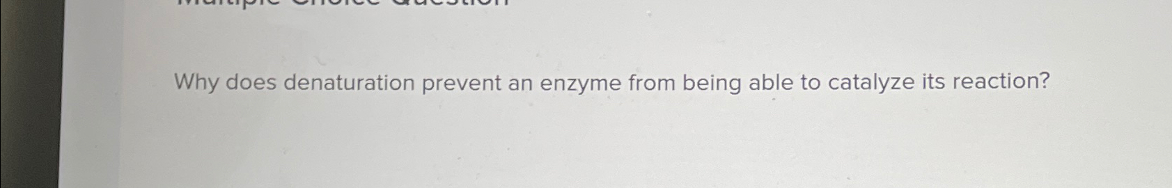 Solved Why does denaturation prevent an enzyme from being | Chegg.com