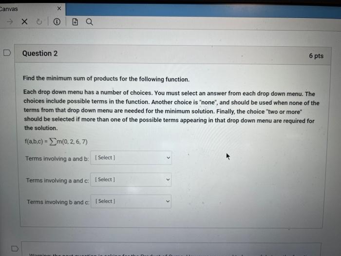 Solved Find the minimum sum of products for the following | Chegg.com