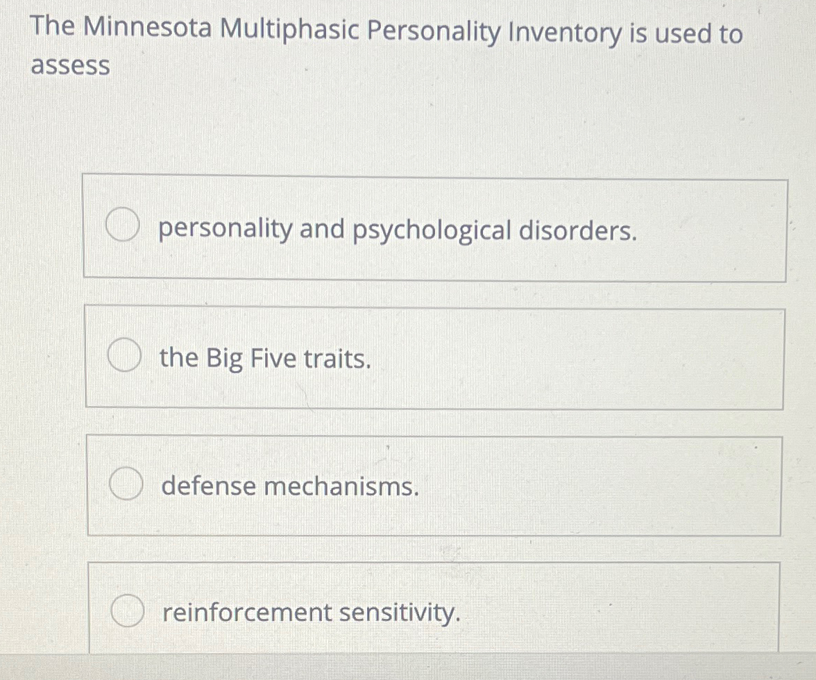 Solved The Minnesota Multiphasic Personality Inventory is | Chegg.com