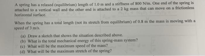 Solved A spring has a relaxed (equilibrium) length of 1.0 m | Chegg.com