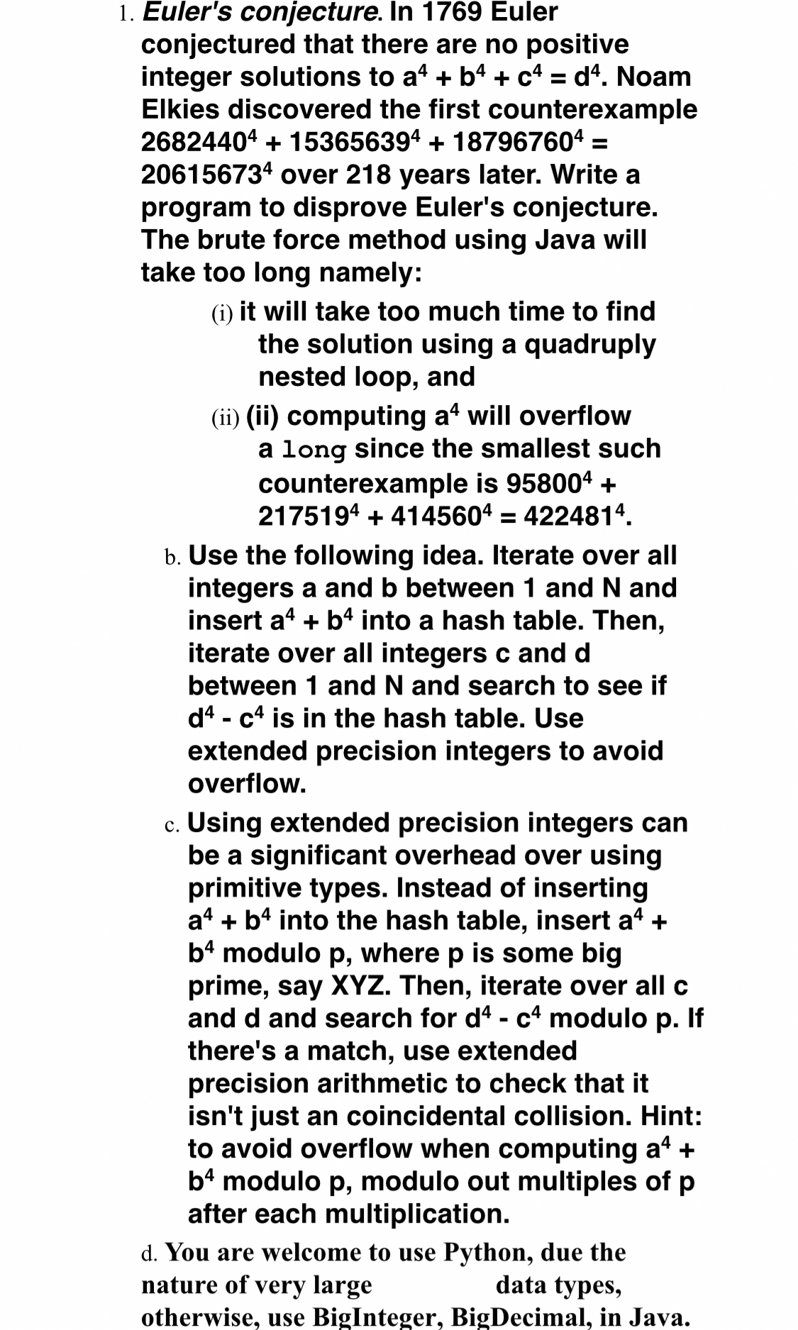 Solved Euler's conjecture. In 1769 ﻿Euler conjectured that | Chegg.com