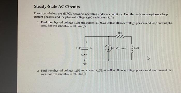Solved The circuits below are all RCL networks operating | Chegg.com