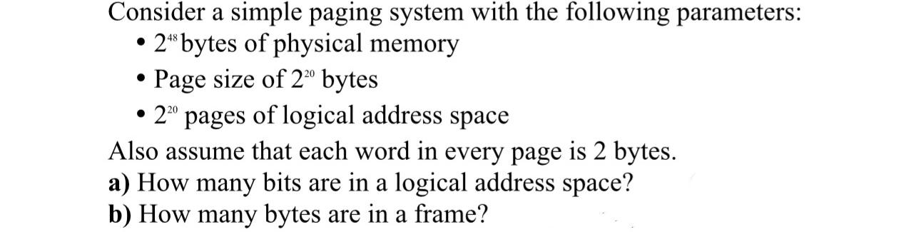 Solved Consider a simple paging system with the following | Chegg.com