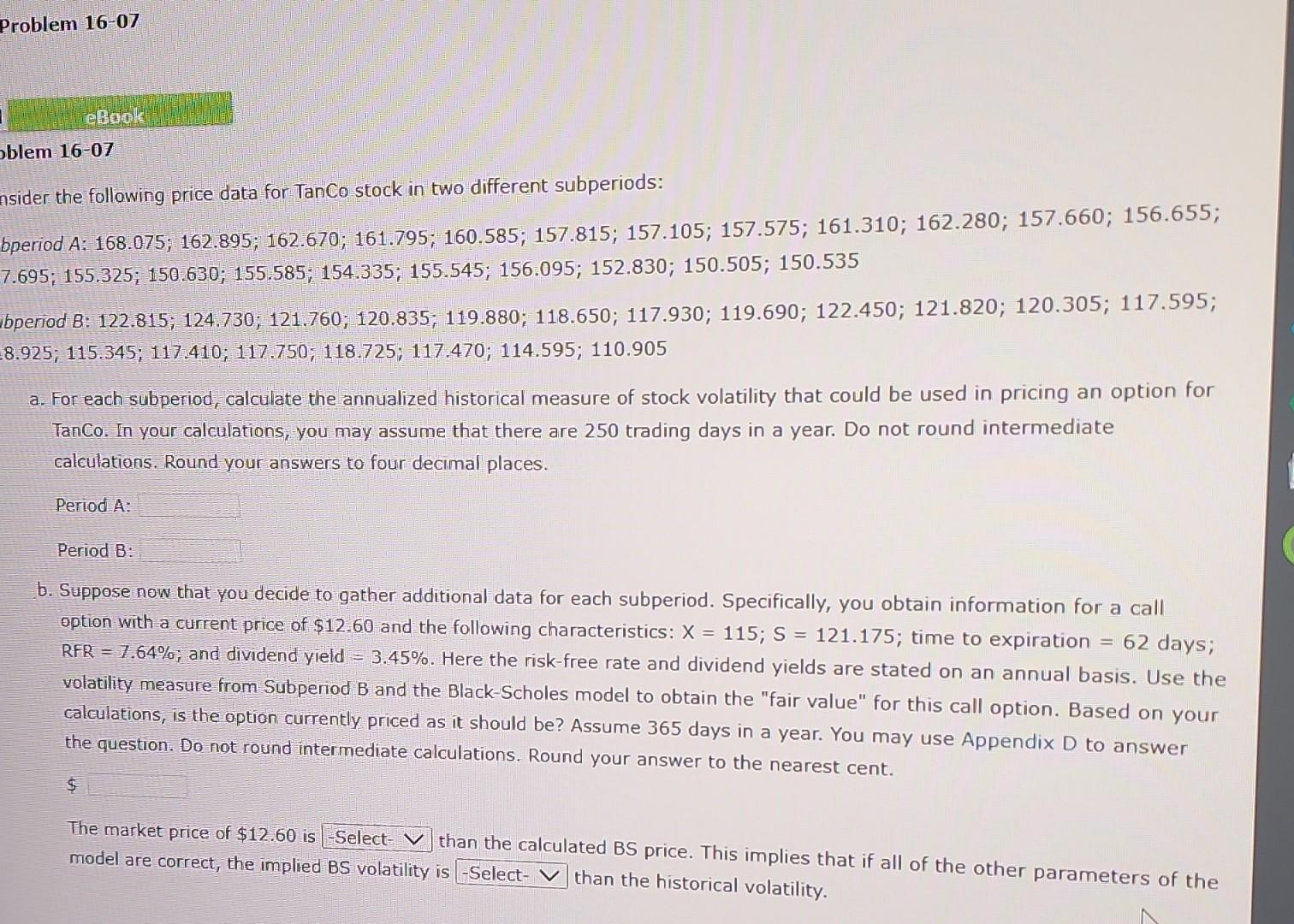 Solved Problem 16-07 cisale blem 16-07 nsider the following | Chegg.com