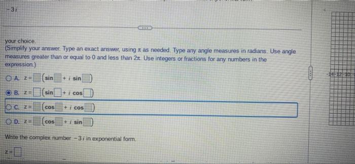 Solved Plot the complex number on the complex plane and | Chegg.com