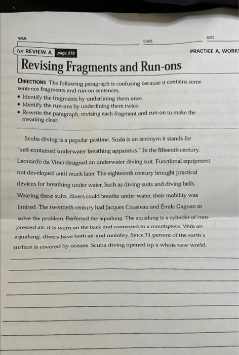 DiRECTIONS The following paragraph is confusing | Chegg.com