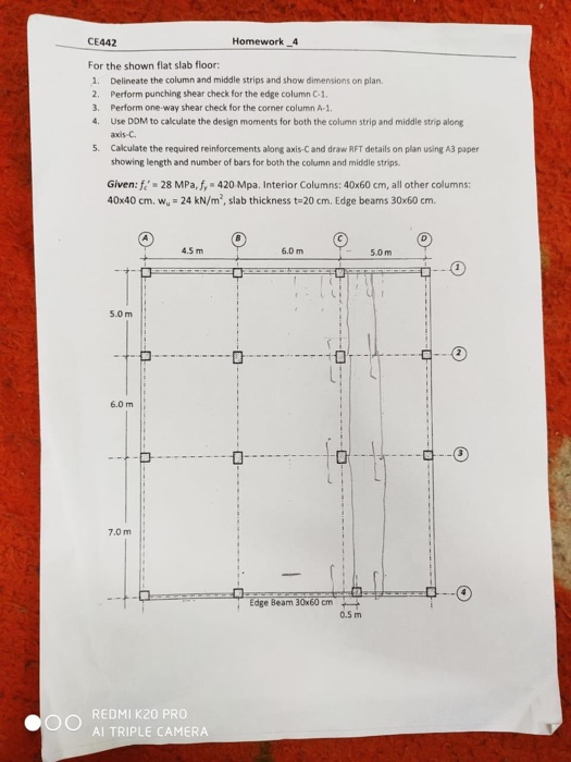 Solved CE442 Homework_4 For the shown flat slab floor: 1. | Chegg.com