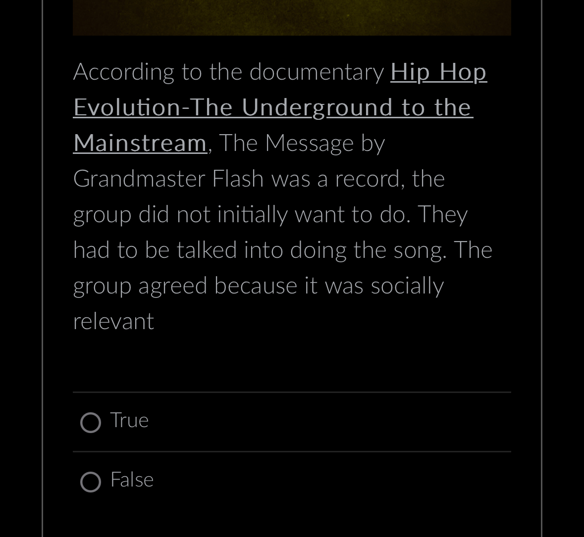 Solved According to the documentary Hip Hop Evolution-The | Chegg.com