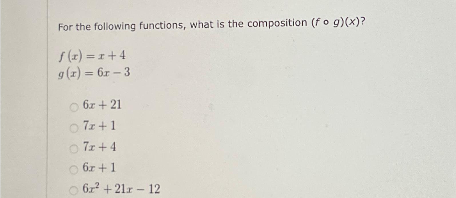 Solved For the following functions, what is the composition | Chegg.com