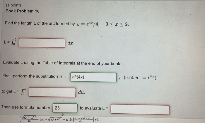 Solved (1 point) Book Problem 18 Find the length of the arc | Chegg.com