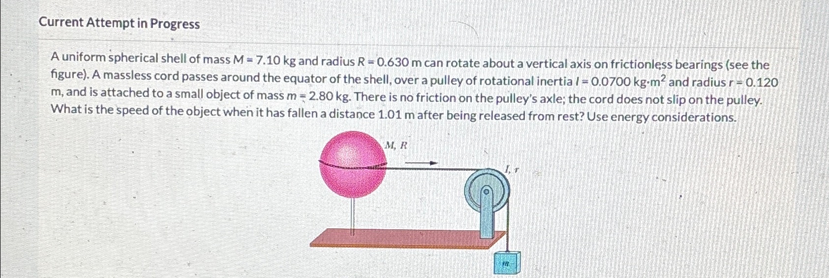 Solved Current Attempt in ProgressA uniform spherical shell | Chegg.com
