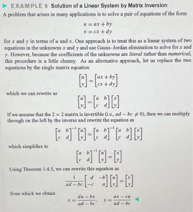 Solved Use the method of Example 8 to find the unique | Chegg.com