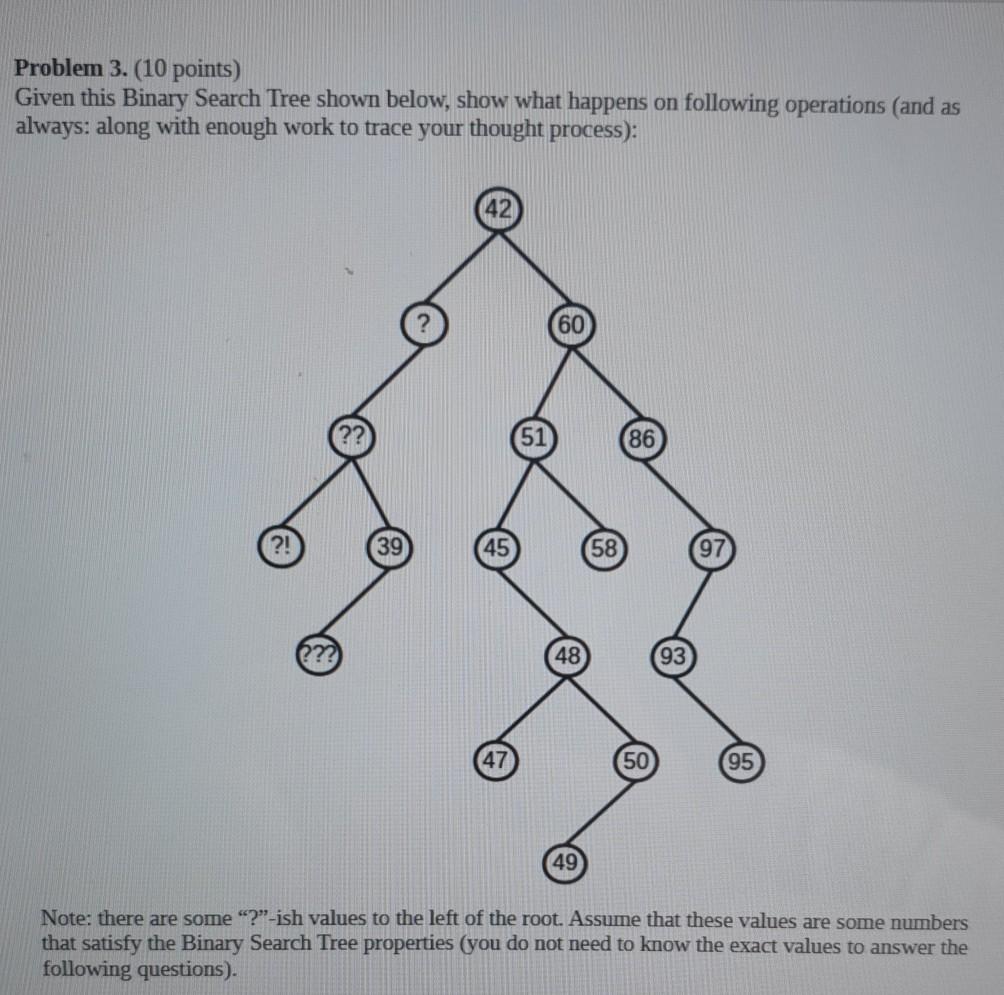 Solved Problem 3. (10 points) Given this Binary Search Tree | Chegg.com