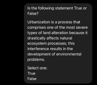 Solved Is the following statement True or False?Urbanization | Chegg.com