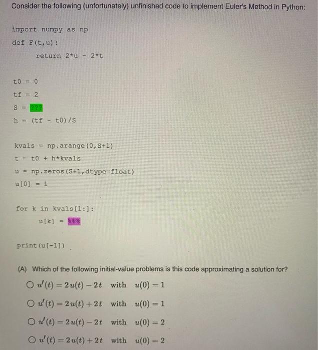 Solved Consider The Following Unfortunately Unfinished 