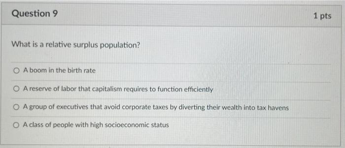 Solved Question 9 1 pts What is a relative surplus | Chegg.com