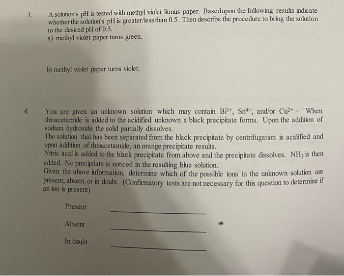 Solved Experiment 4 Qualitative Analysis - Group II Cations | Chegg.com Solved Experiment 4 Qualitative Analysis - Group II Cations | Chegg.com