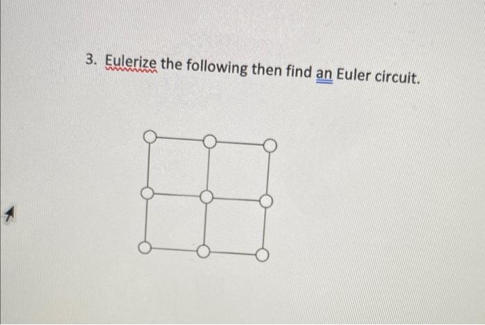 Solved 3. Eulerize the following then find an Euler circuit. | Chegg.com