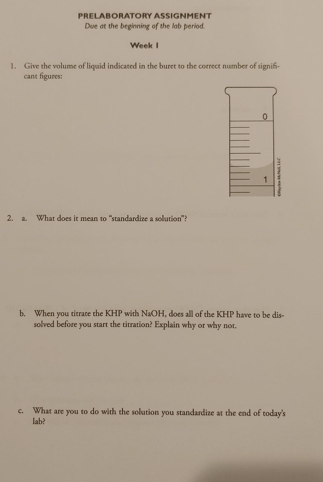 Solved PRELABORATORY ASSIGNMENT Due at the beginning of the | Chegg.com